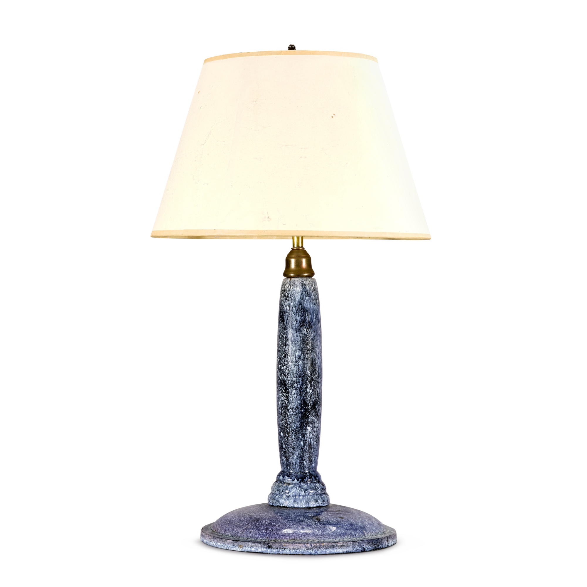 A columnar ceramic blue speckle-glazed table lamp, first half 20th ...